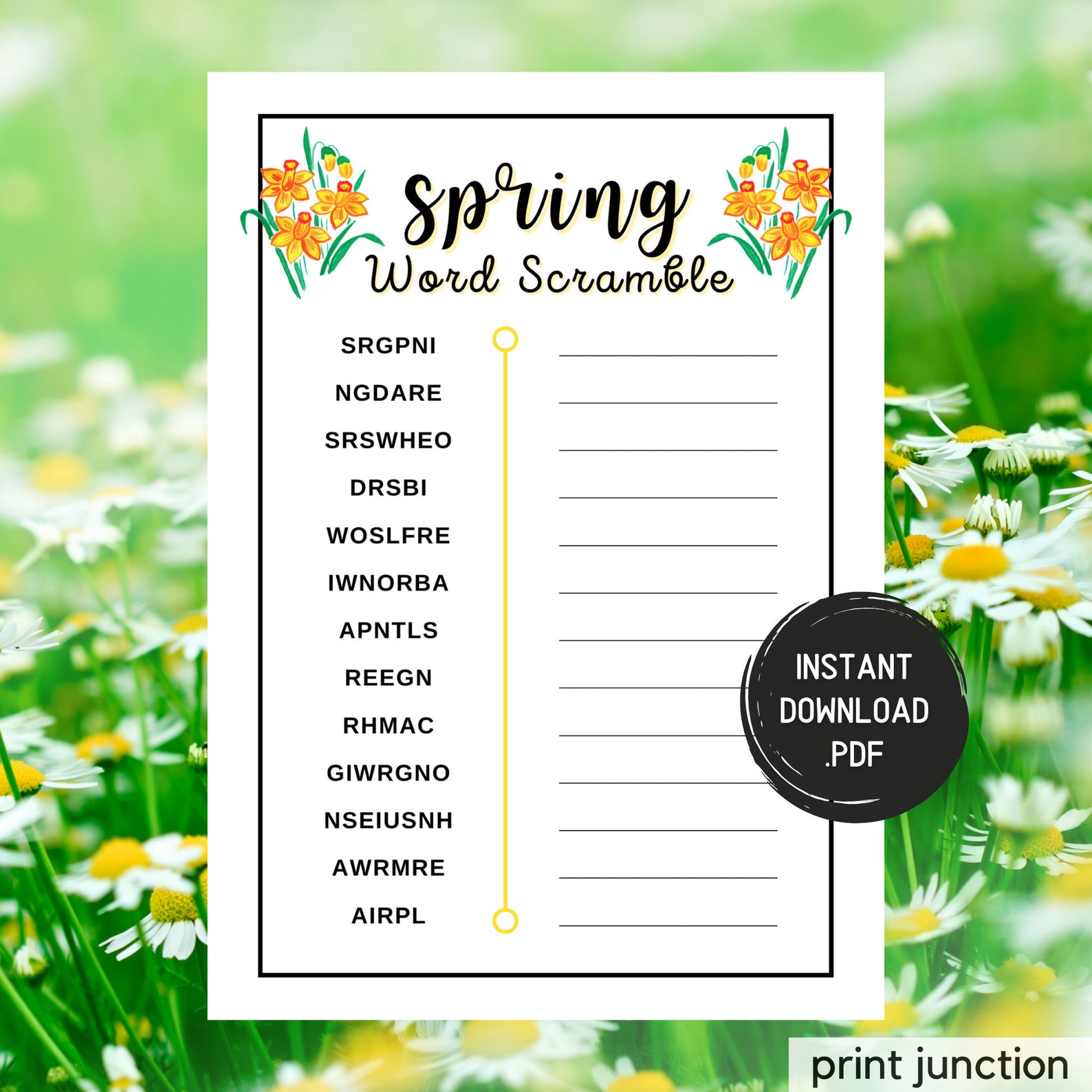 Spring Games Bundle: Word Scramble, Word Search, Scattergories, Baby ...
