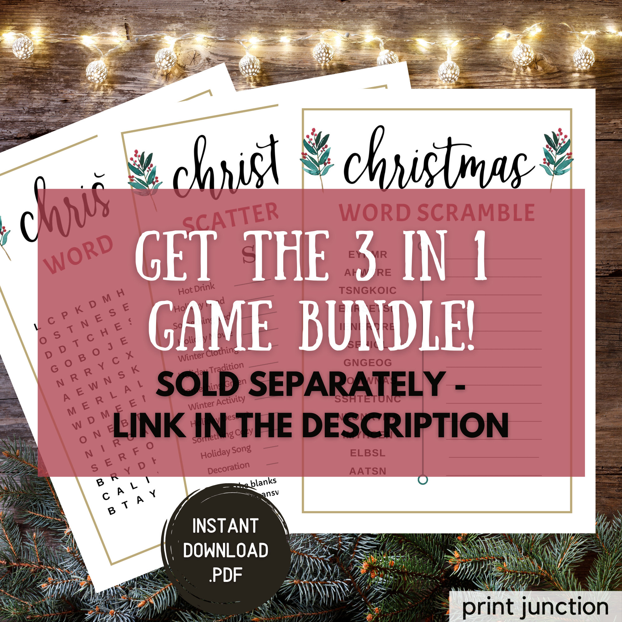 Christmas Word Scramble Holiday Game Christmas Word Scramble Party Game ...