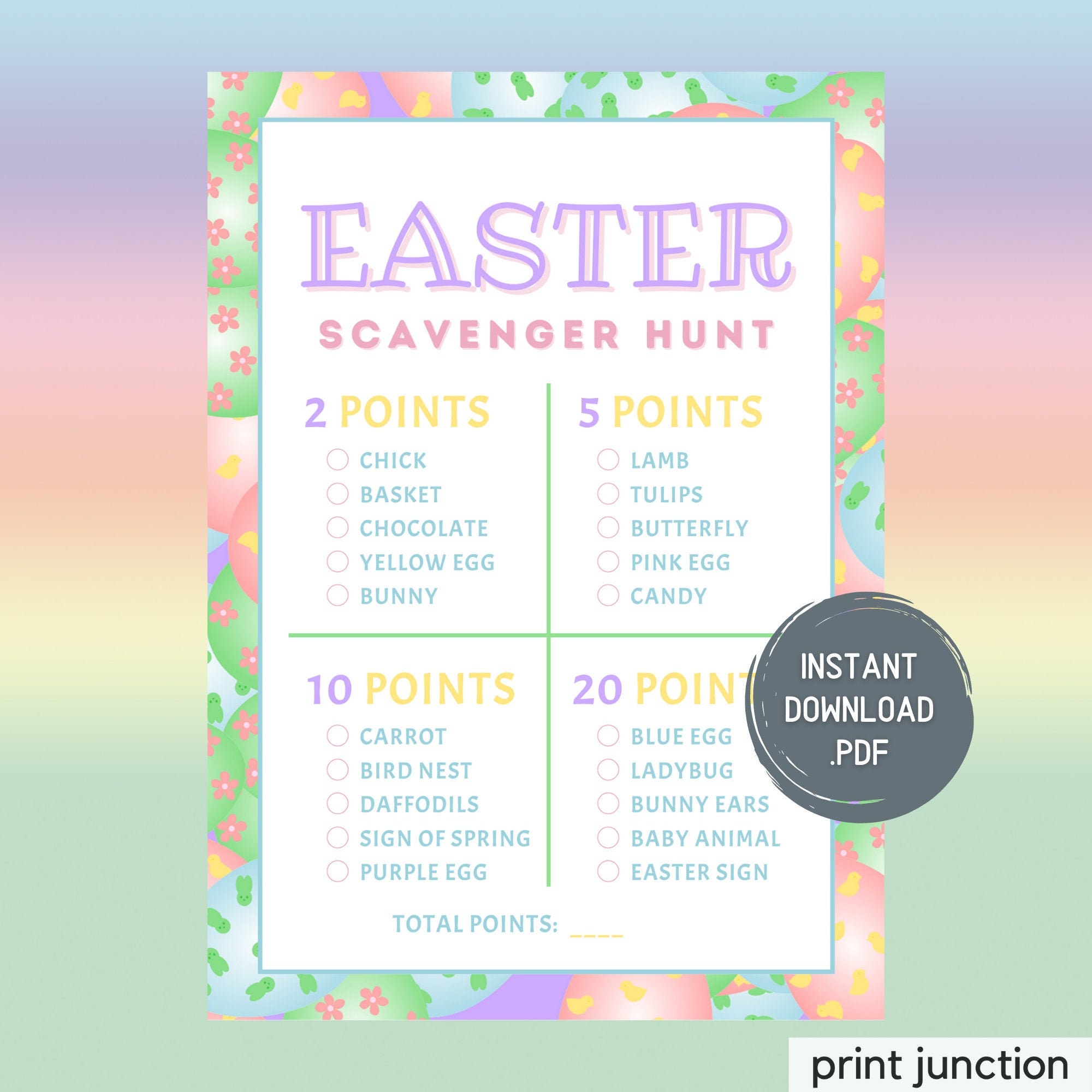 Easter Scavenger Hunt, Easter Activities for Kids and Adults, Printable ...