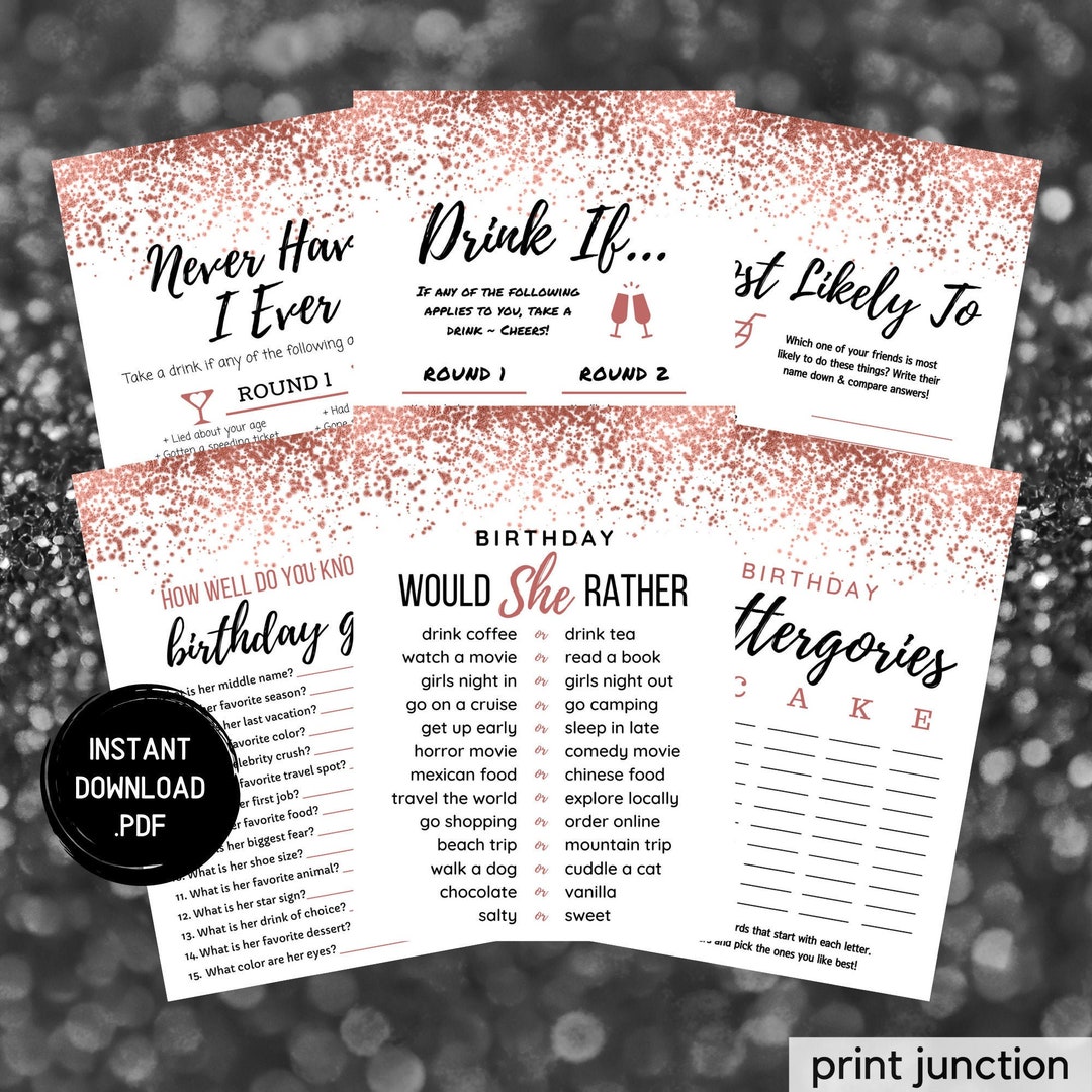 Adult Birthday Games Bundle - 30th Birthday Games Pack - Birthday Girl ...
