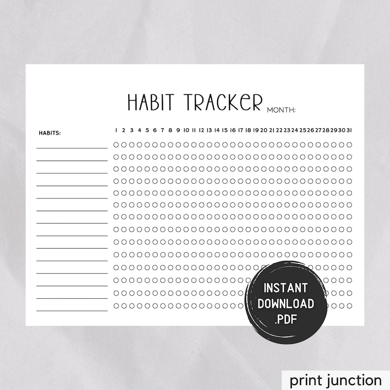 Monthly Habit Tracker Printable Landscape, Habit Tracker Template ...