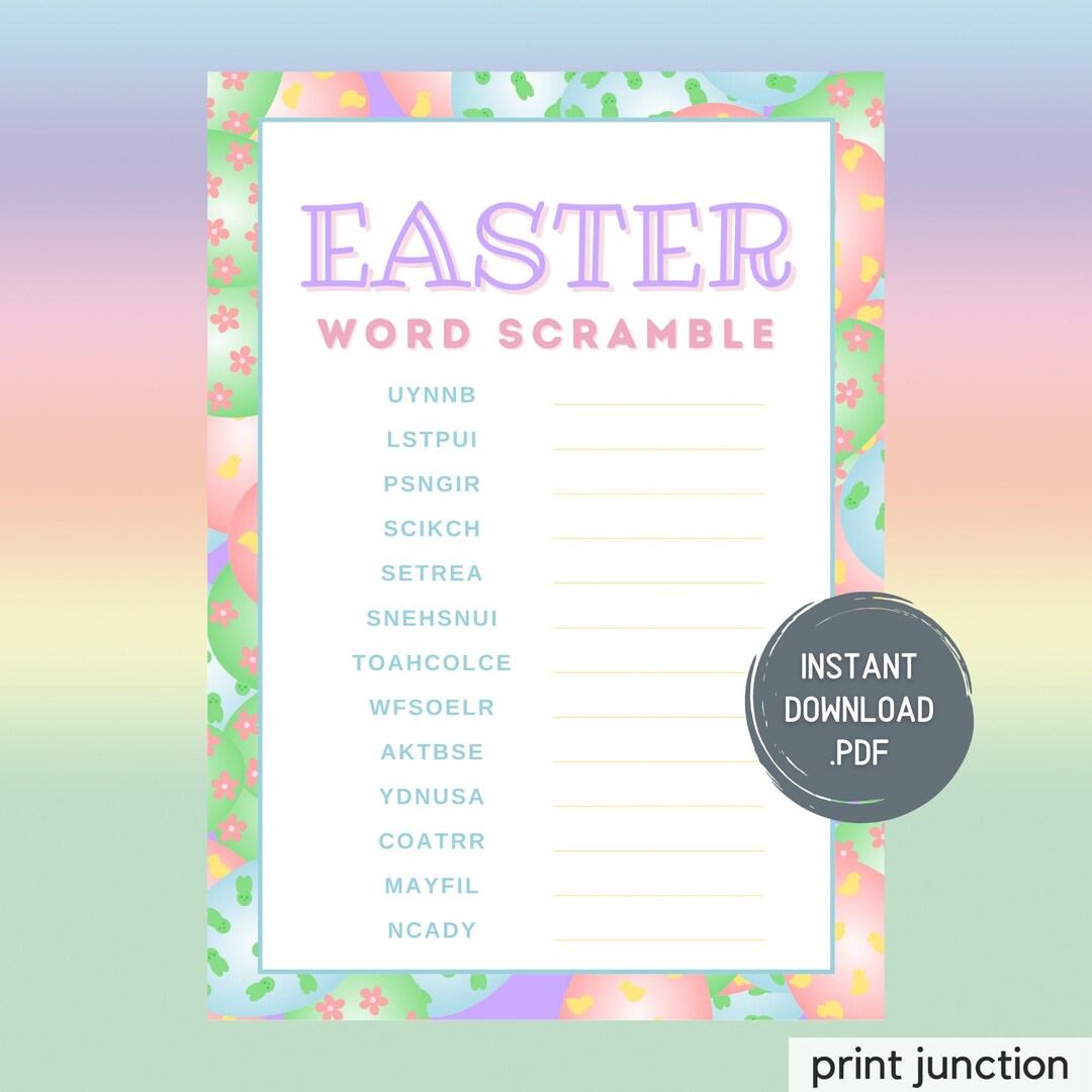 Easter Word Scramble Game: Printable Spring Activity (instant Download ...