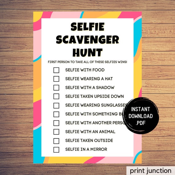 Selfie Scavenger Hunt Game Slumber Party Games Family - Etsy