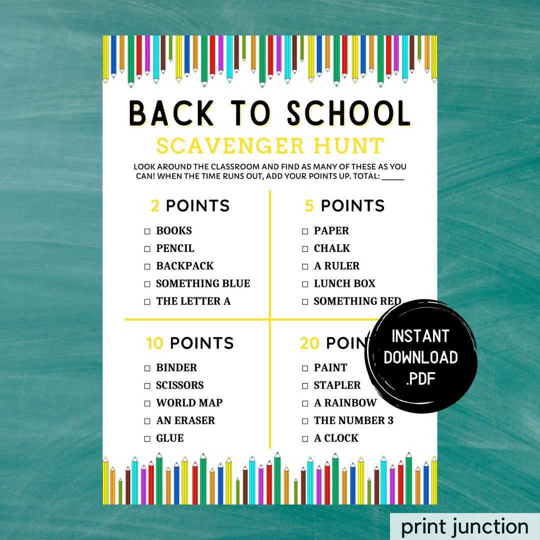 Back to School Game, Scavenger Hunt, First Day of School Activities ...