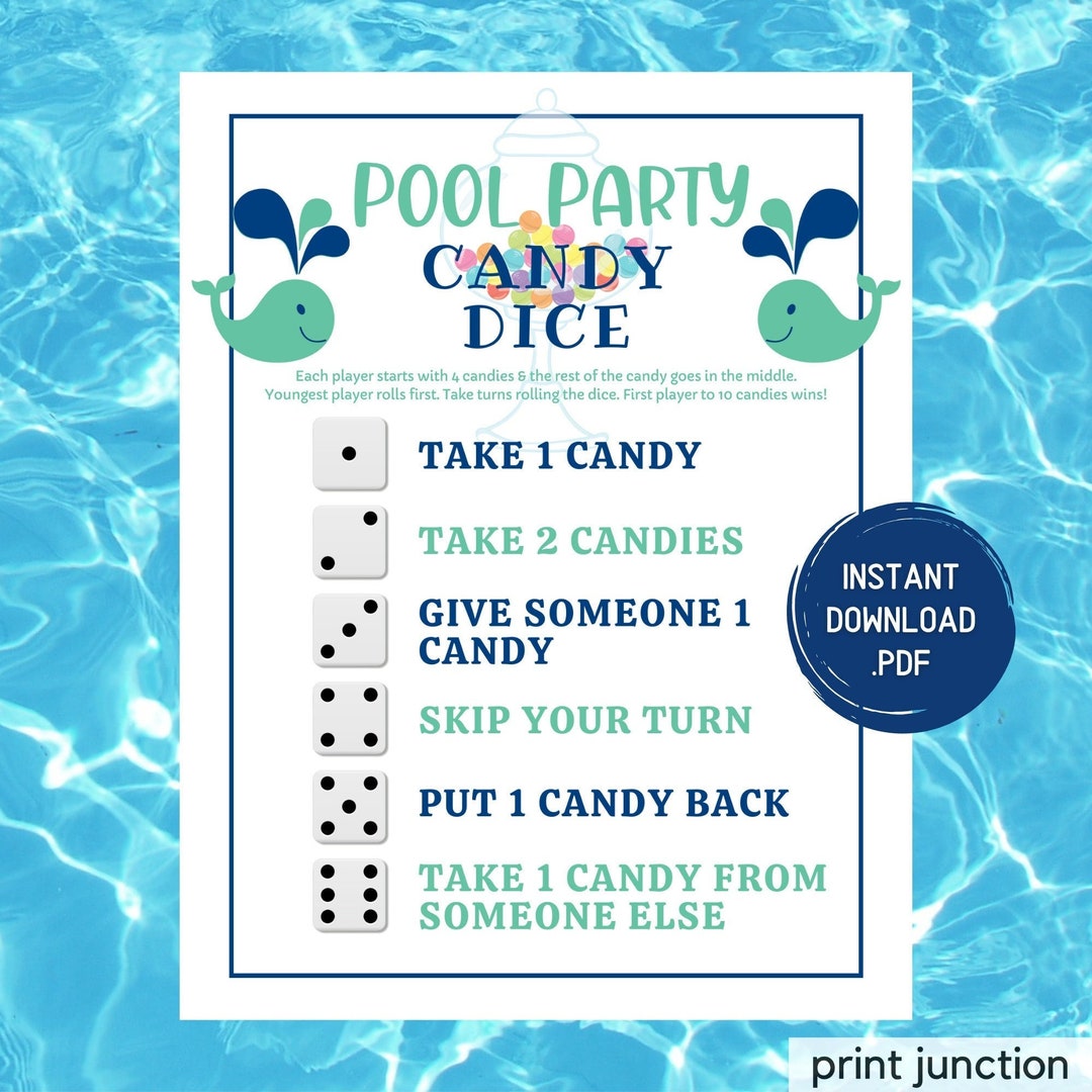 Candy Dice Game, Pool Party Games, Summer Party Games, Candy Game, Kids ...