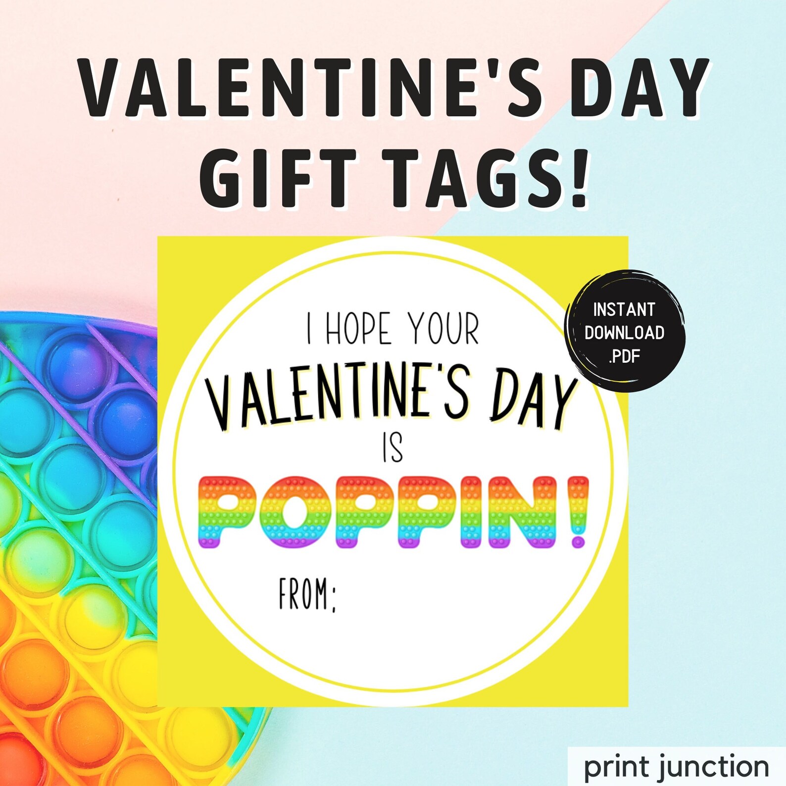 Pop It Valentine, Pop It Tags, Pop It Valentines Printable, Pop It ...