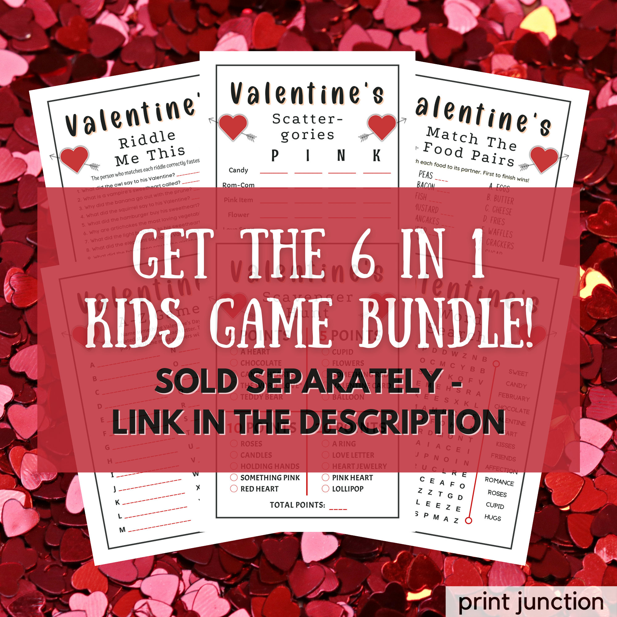 Valentines Day Food Pairs Game, Valentine's Party Games, Valentines Day ...