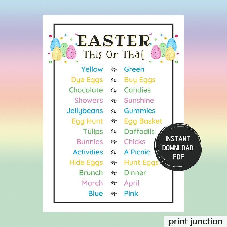 Easter Games This or That Spring Games Fun Easter - Etsy Canada