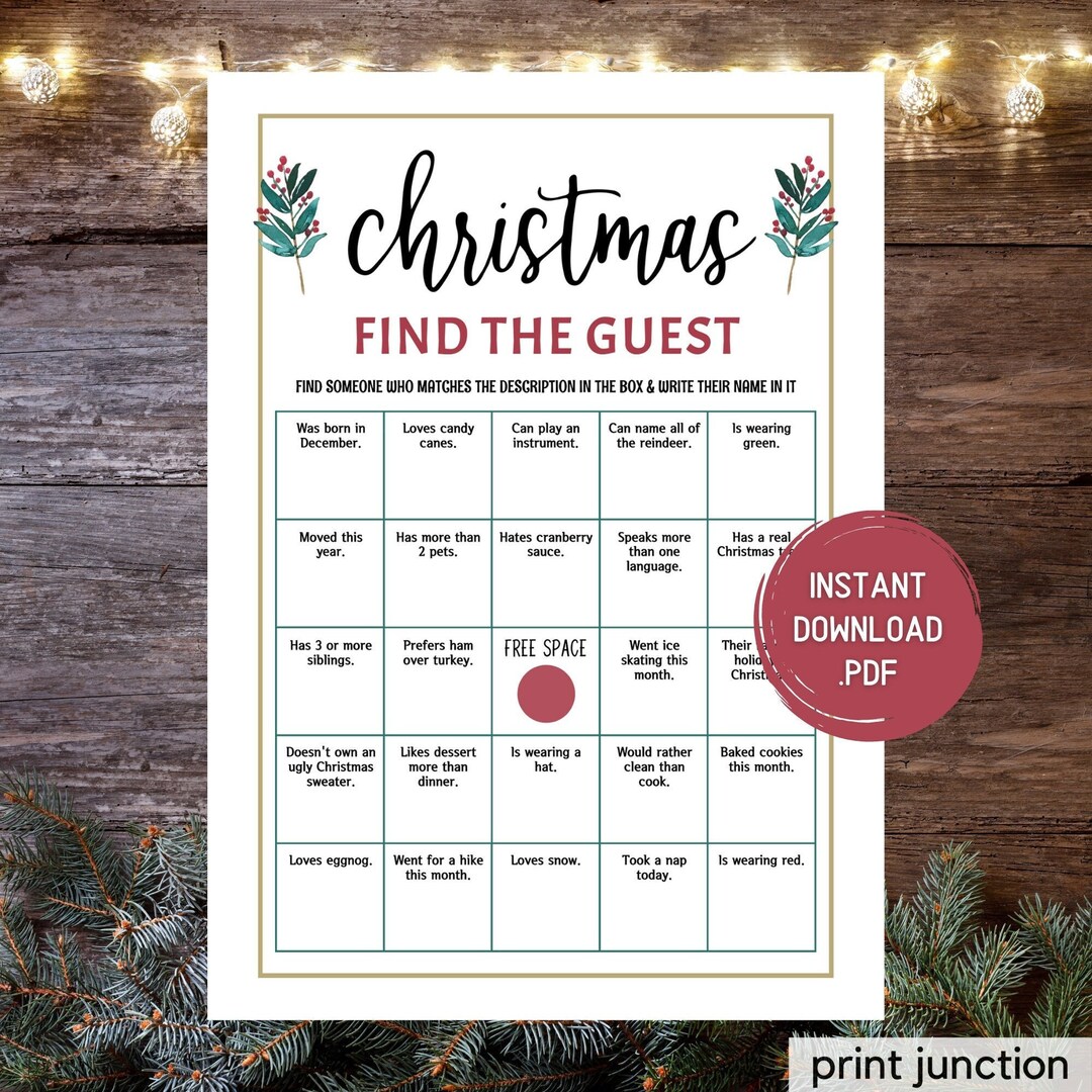 Christmas Find the Guest Game, Holiday Party Activity, Find the Guest ...