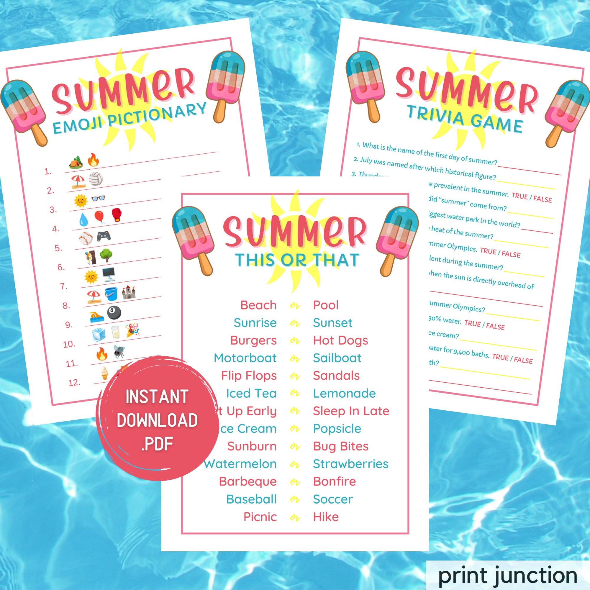 Summer Games Bundle, Printable Summer Games, Summertime Activities, Fun ...