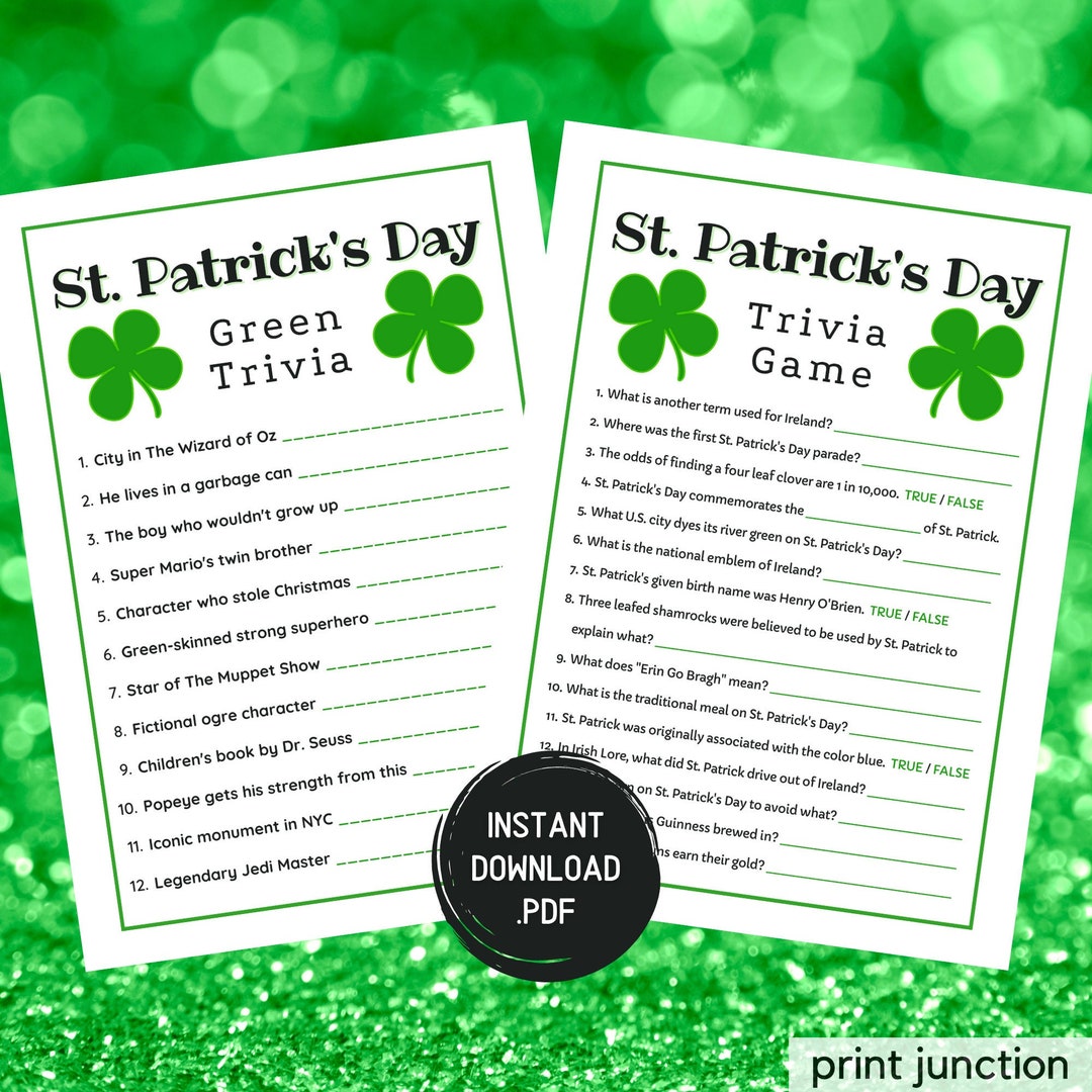 St. Patrick's Day Trivia Game: Green Trivia (instant Download) - Etsy