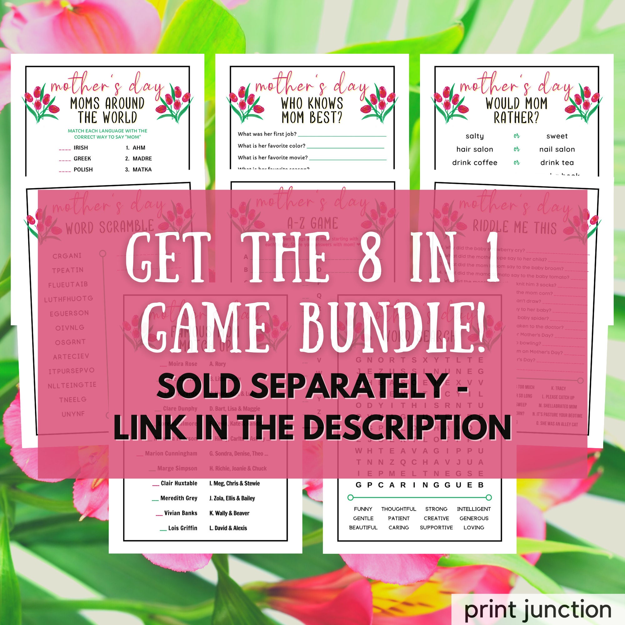 Mothers Day Games Famous TV Moms Match up Trivia Game - Etsy Canada