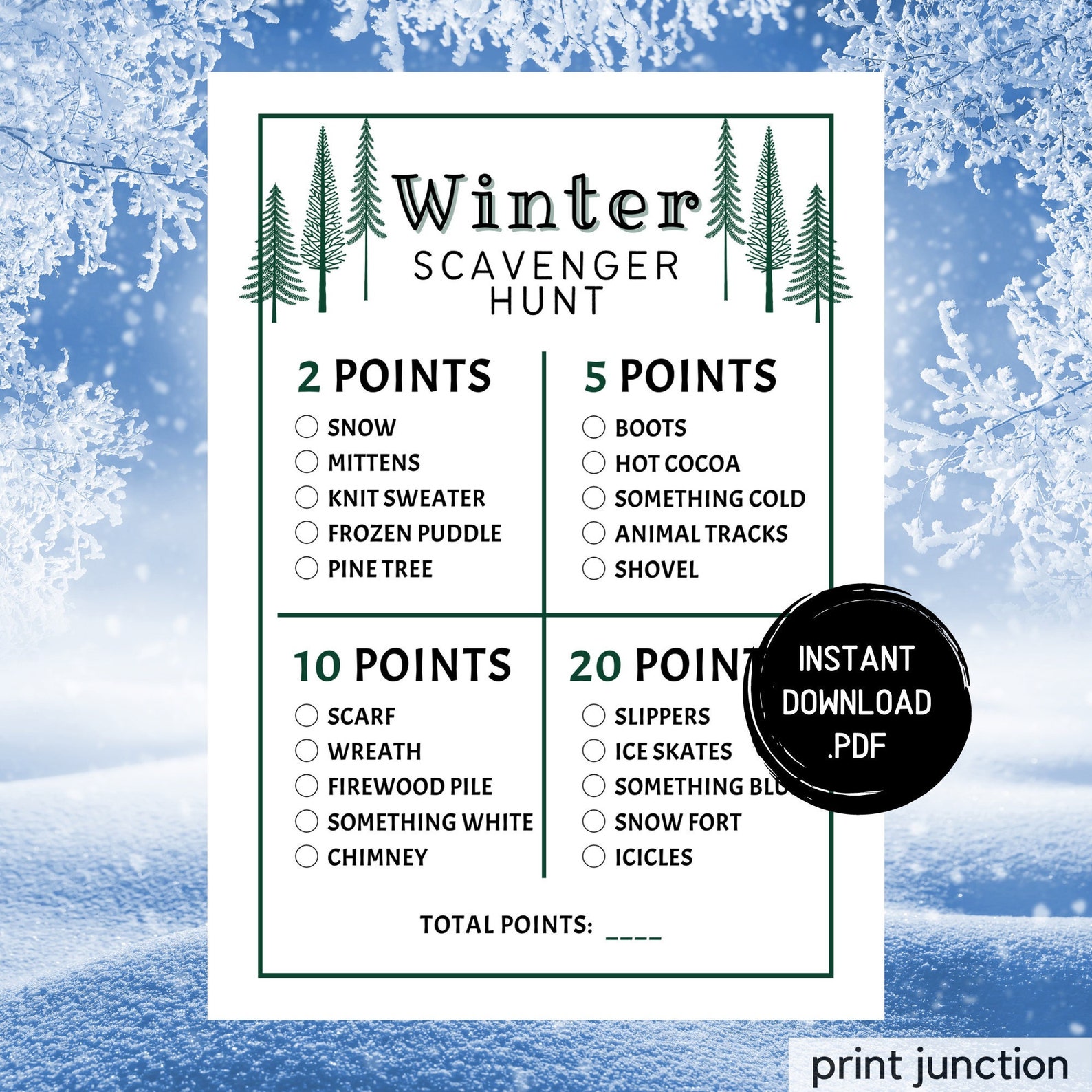 Winter Scavenger Hunt, Printable Winter Games, Wintertime Activities ...