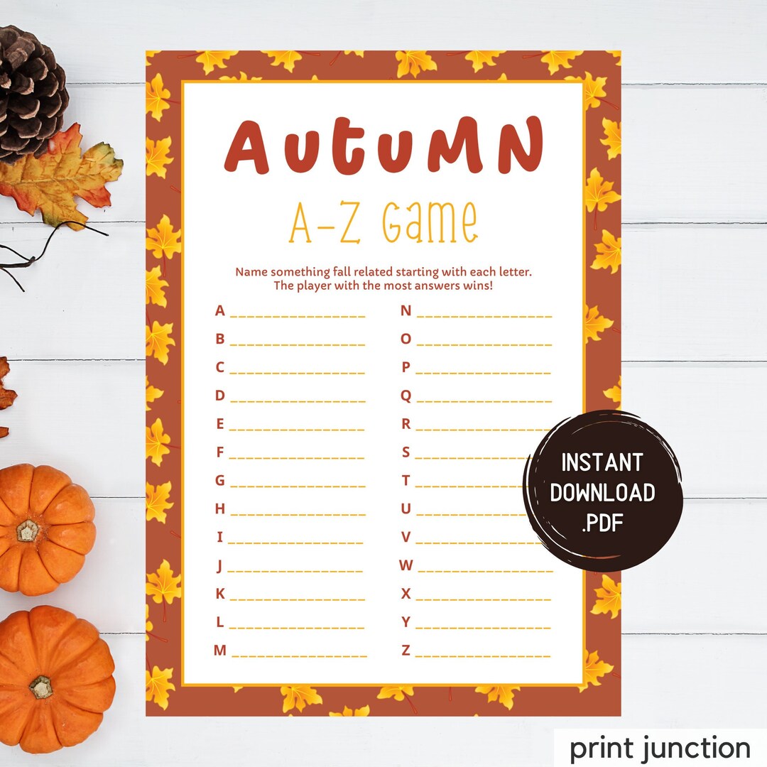 Fall Scattergories A-Z Game, Fall Party Games, Printable Autumn Game ...