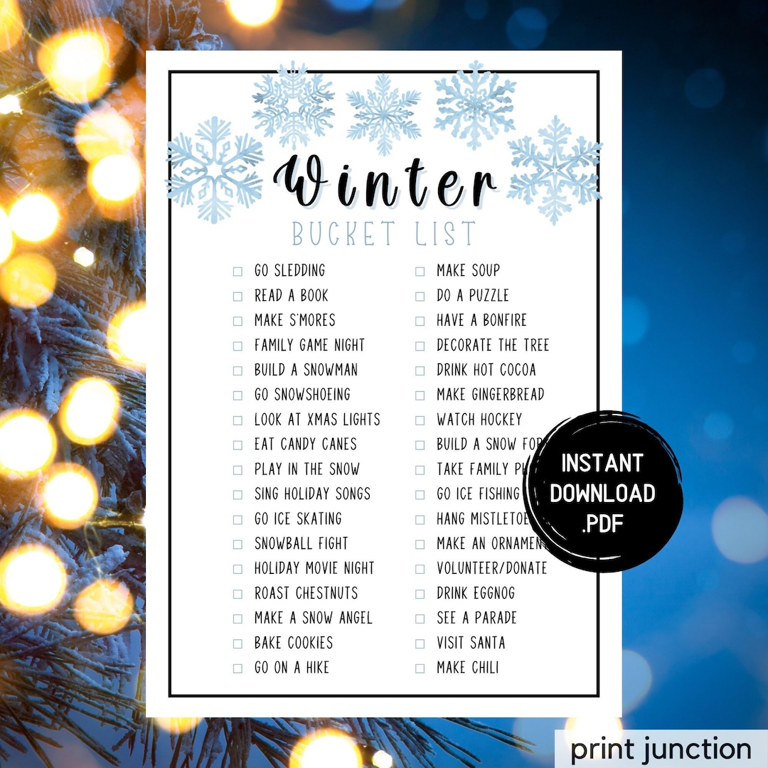 Winter Bucket List, Winter Activity Checklist, Winter Printable ...