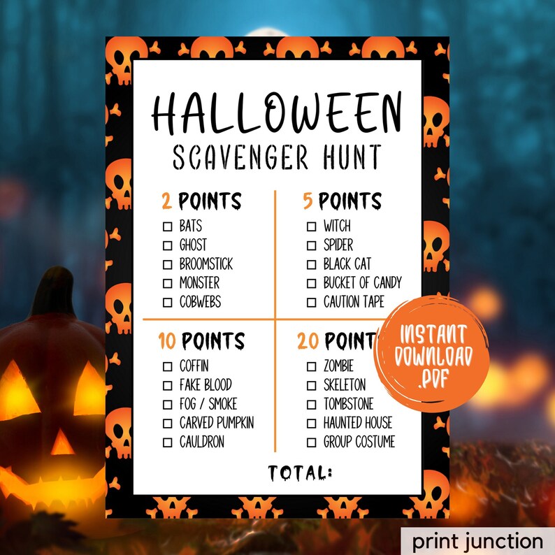 Halloween Games, Scavenger Hunt Game, Halloween Party Games for ...