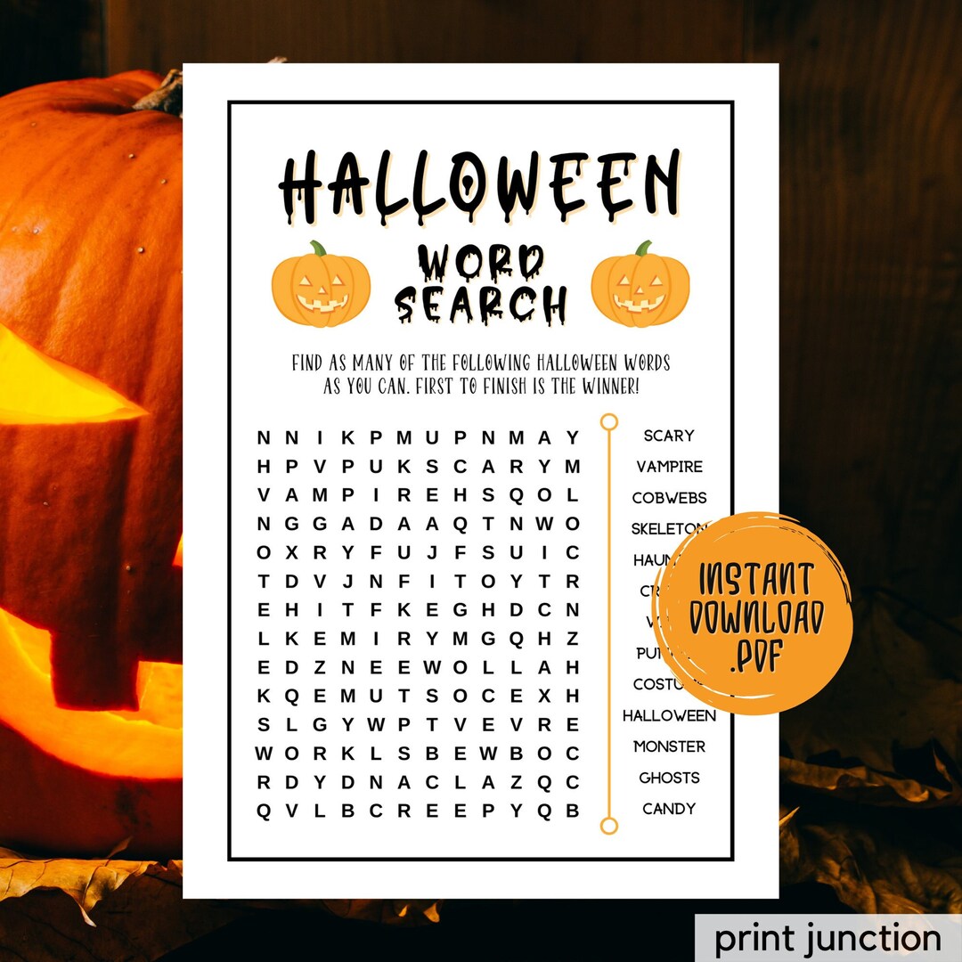 Halloween Word Search Game, Halloween Printable Games, Fun Halloween ...