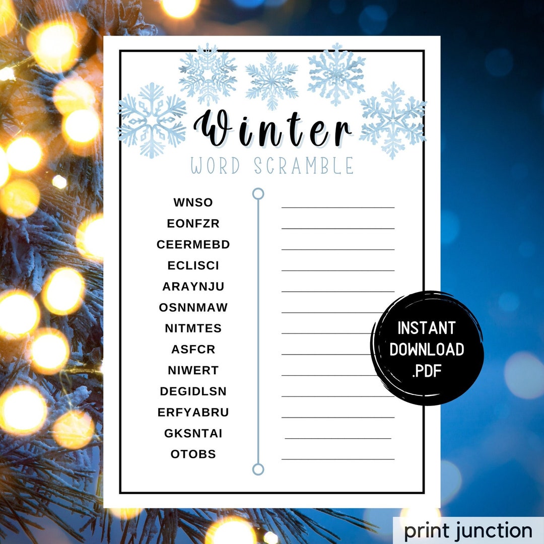 Winter Word Scramble, Printable Winter Games, Wintertime Activities ...