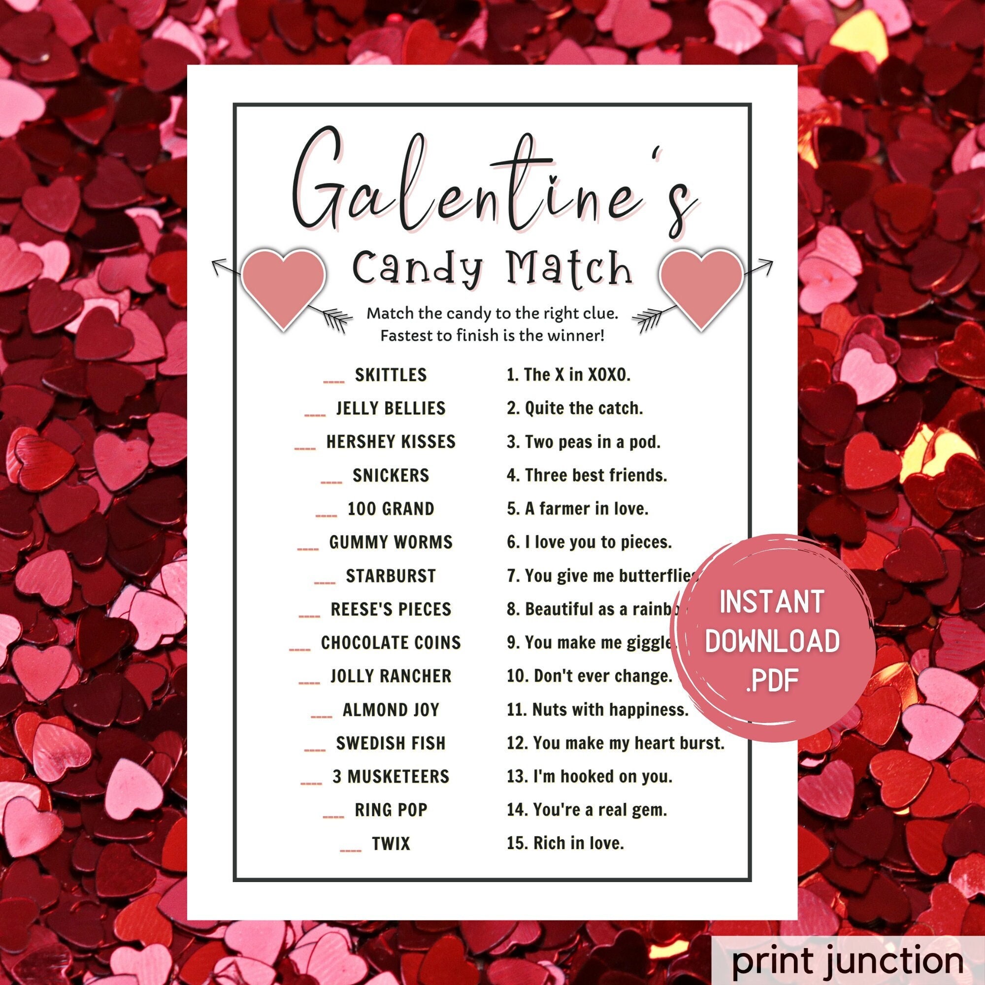 Galentines Day Candy Match Game, Galentines Day Printable Game, Match ...