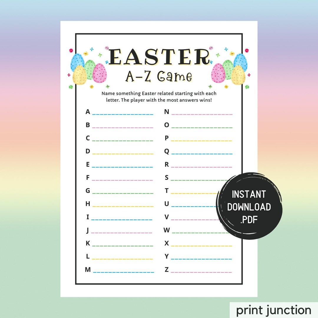 Easter A-Z Game: Printable Spring Family Fun (instant Download) - Etsy