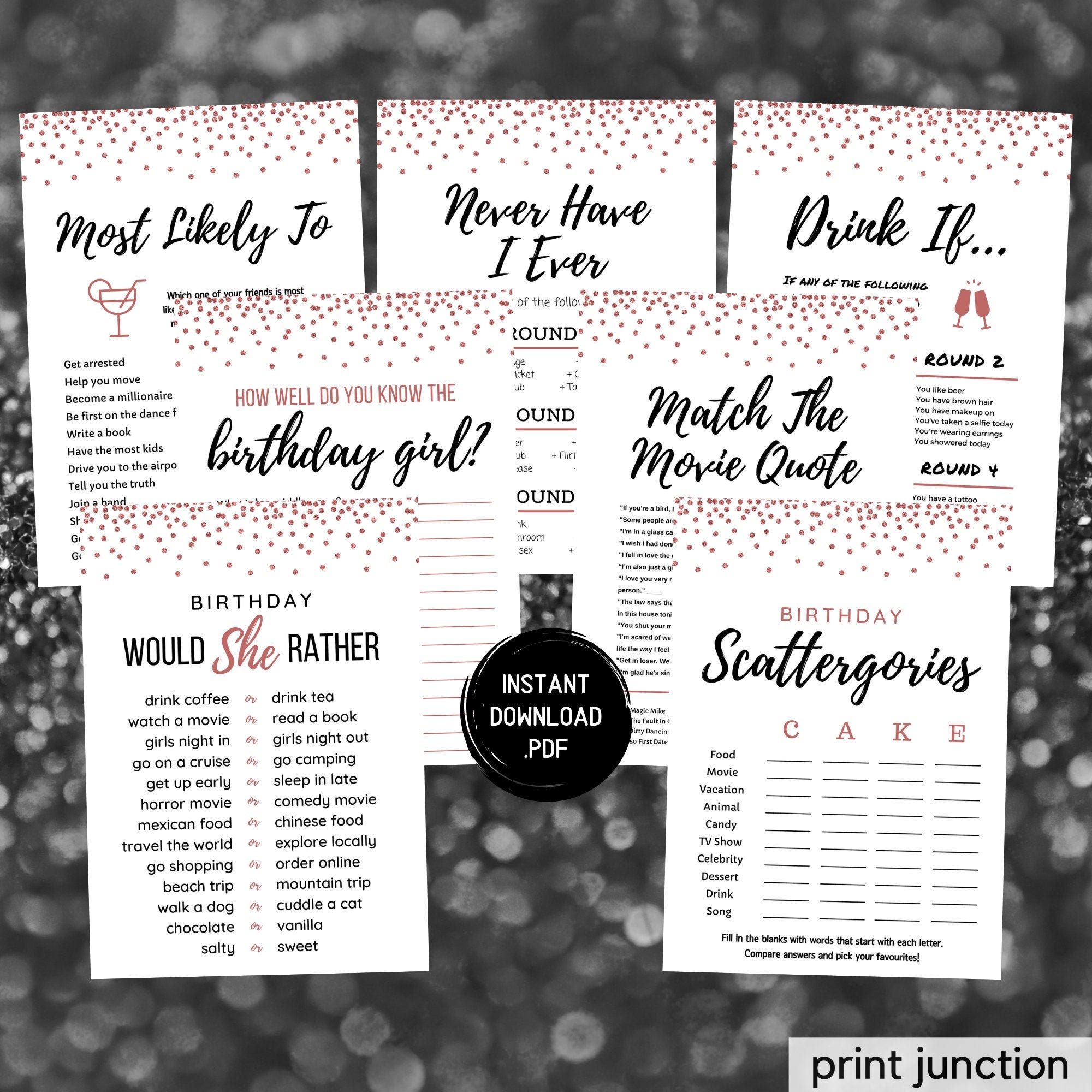 Adult Birthday Games Bundle 30th Birthday Games Pack - Etsy