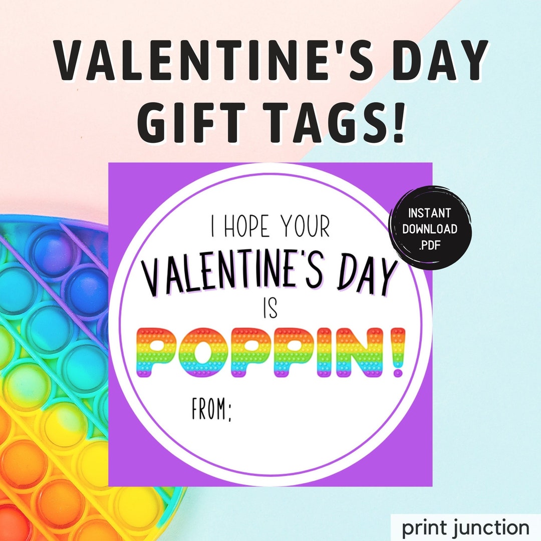 Valentines Day Pop It Tags, Class Valentine Card, Printable Pop It Toy ...