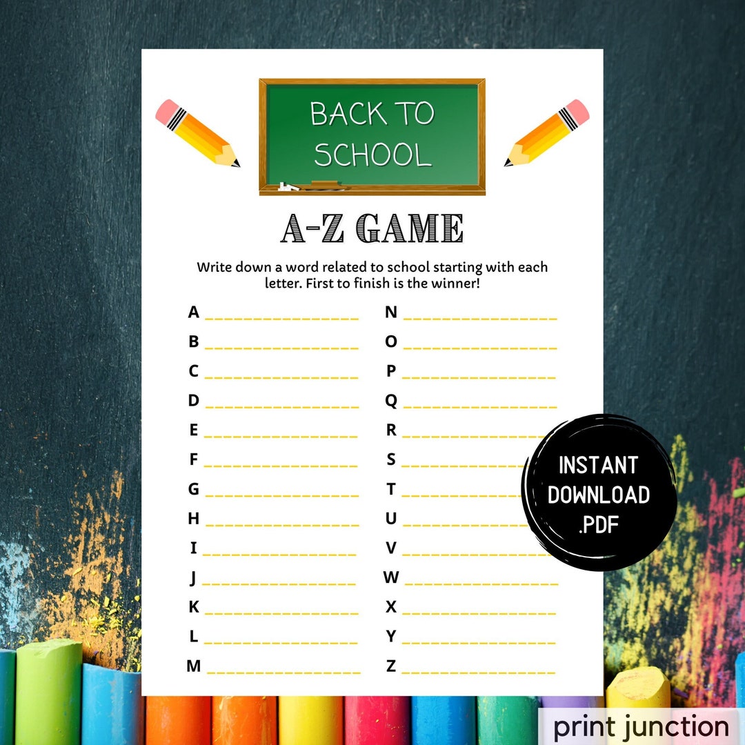 Back to School Game, A to Z Race Game, First Day of School Activity ...