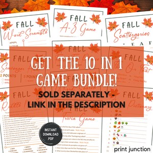 Thanksgiving Games Fall Games Autumn Games Fall Activities - Etsy Canada