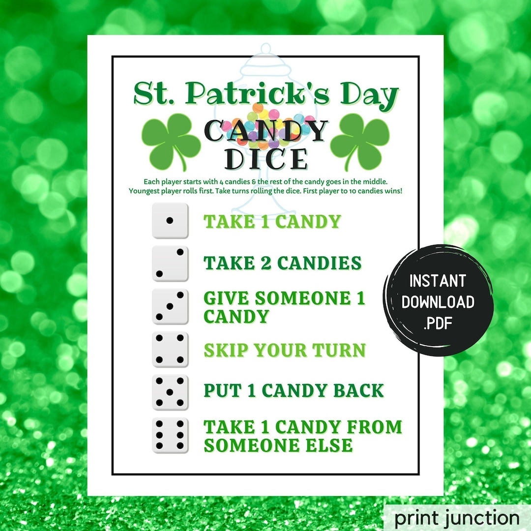 Candy Dice Game, St Patricks Day Games, St Patrick's Day Party Games ...