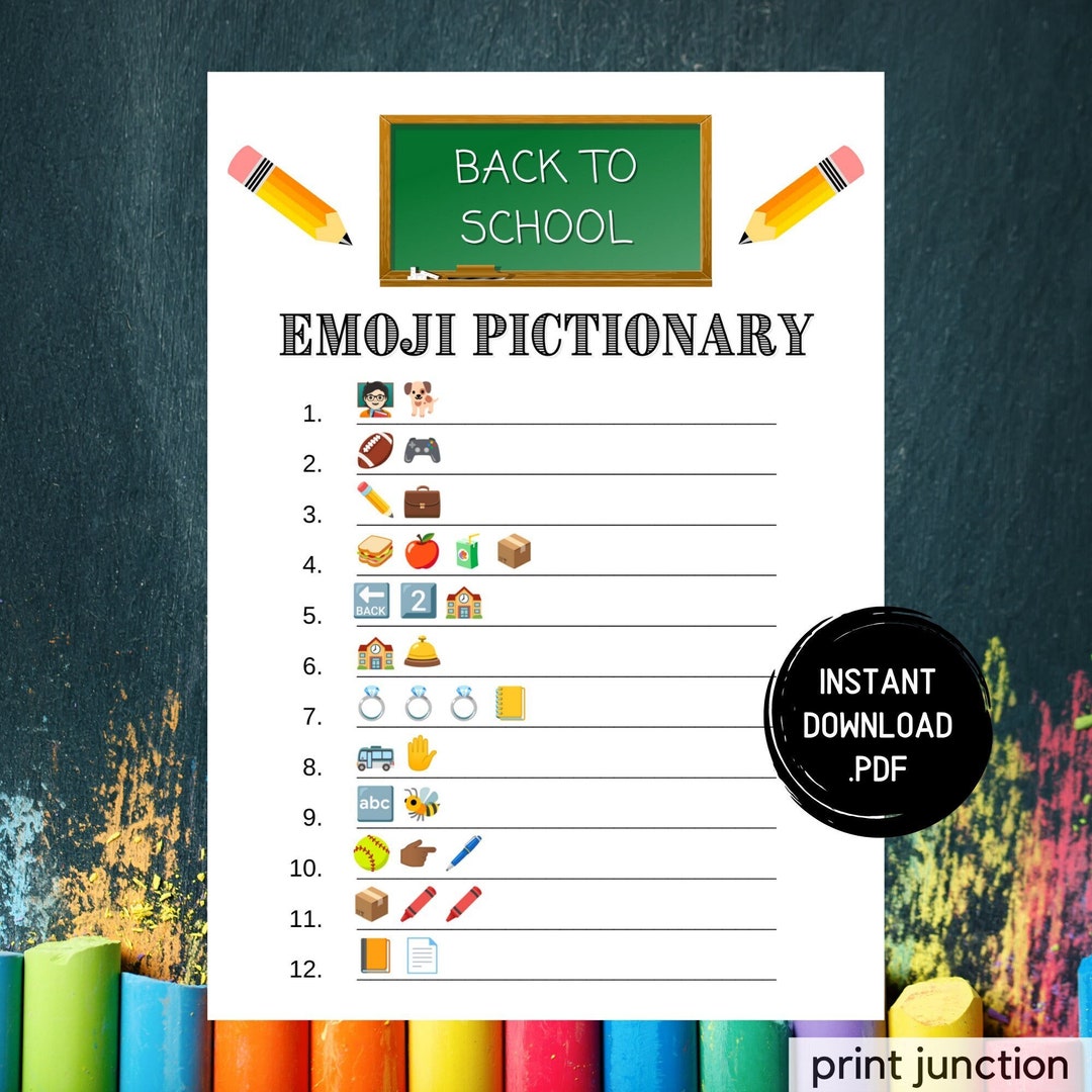 Back to School Game, Emoji Pictionary, First Day of School Activity ...