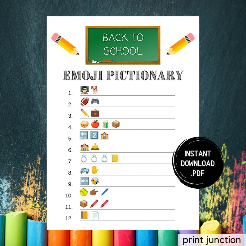 Back to School Game, Emoji Pictionary, First Day of School Activity ...