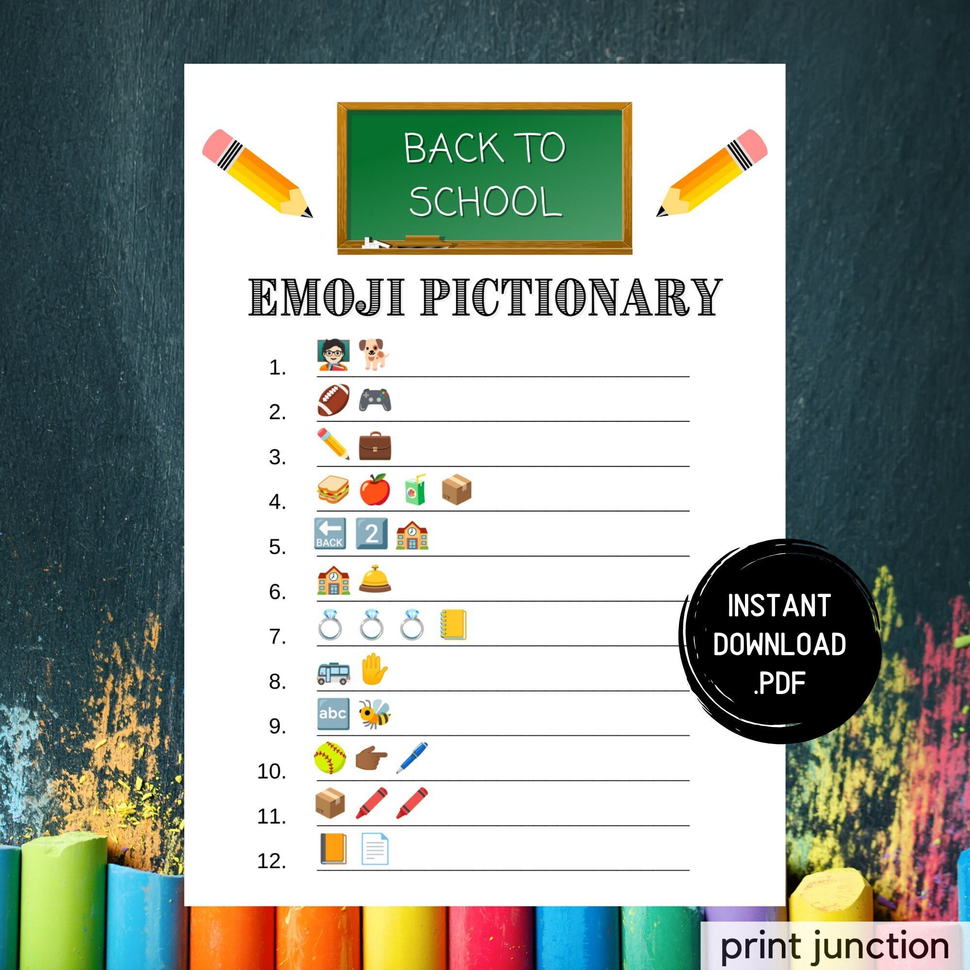 Back to School Game, Emoji Pictionary, First Day of School Activity ...