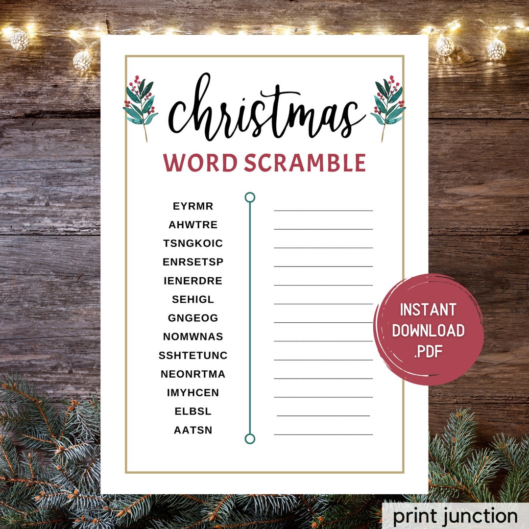 Christmas Word Scramble - Holiday Game - Christmas Word Scramble Party ...