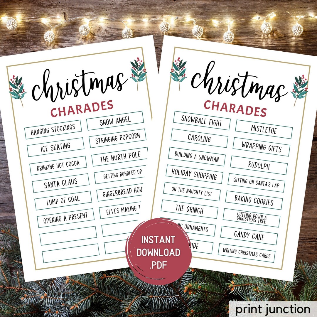Christmas Party Games, Christmas Charades Game, Xmas Charades Games ...