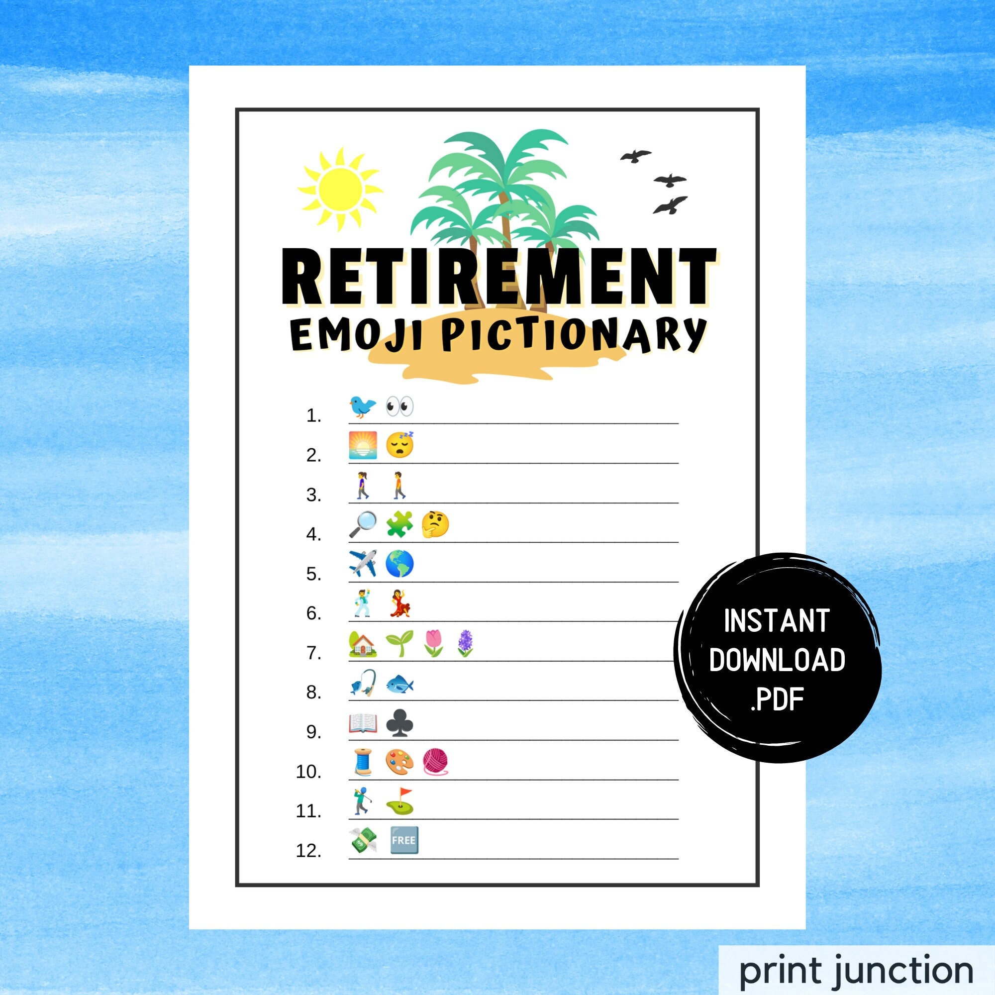 Retirement Emoji Pictionary Party Games, Retirement Party Game, Fun ...