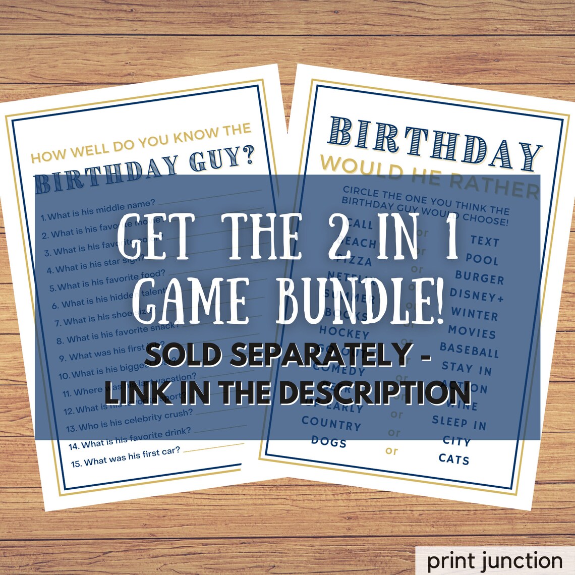 Birthday Games for Him, Would He Rather, Adult Men Birthday Party Games ...