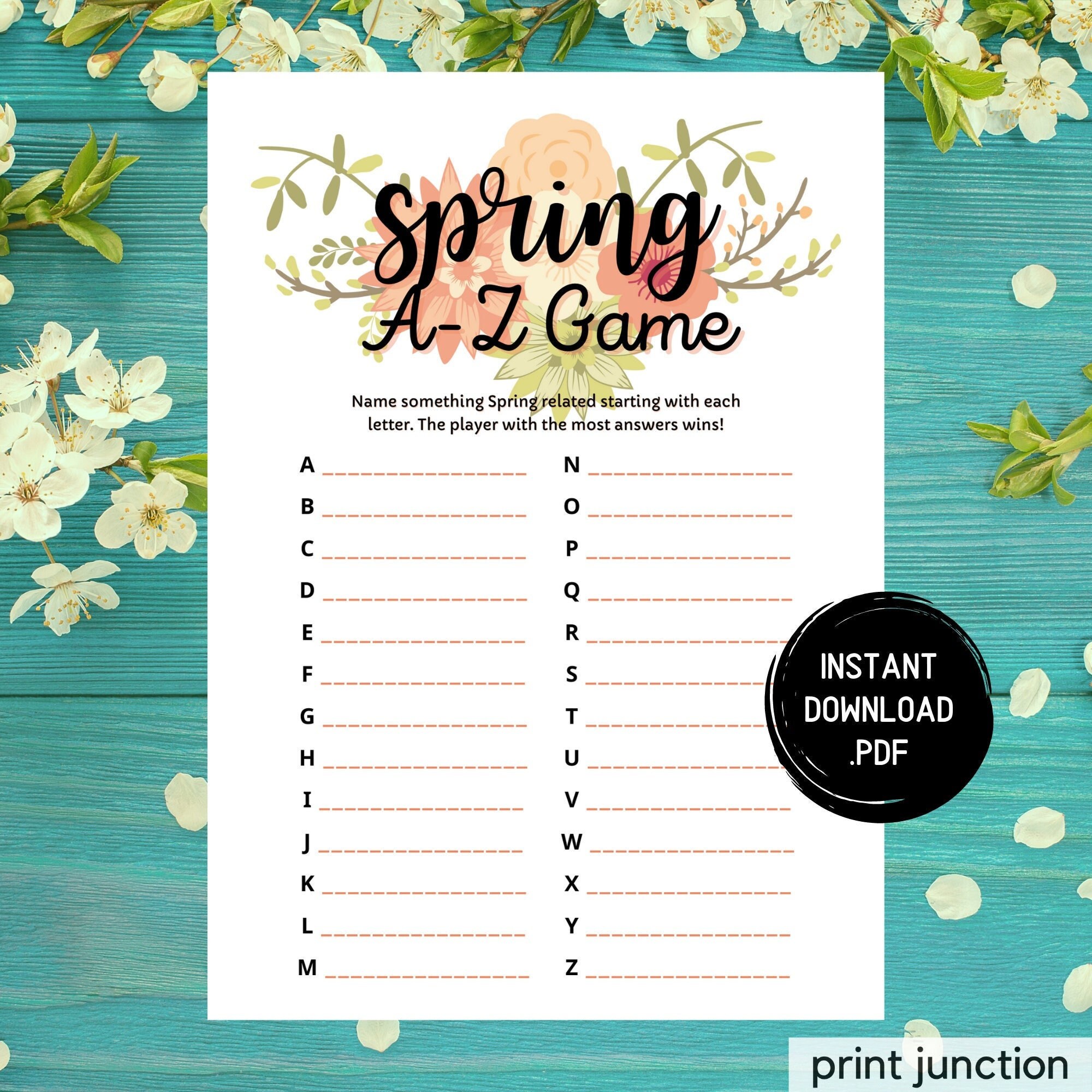Spring Printable Games, Spring A to Z Game, Springtime Activities ...