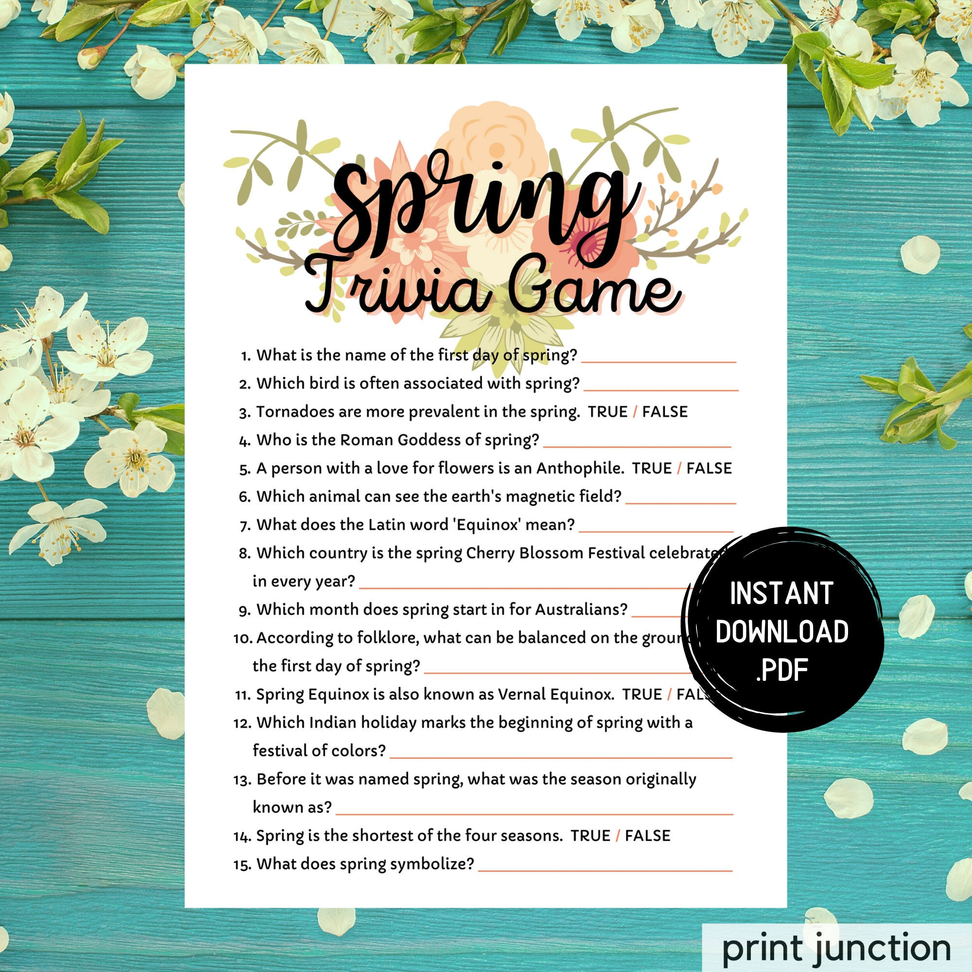 Spring Trivia Game, Printable Spring Games, Springtime Activities, Fun ... Spring Trivia Game, Printable Spring Games, Springtime Activities, Fun ...