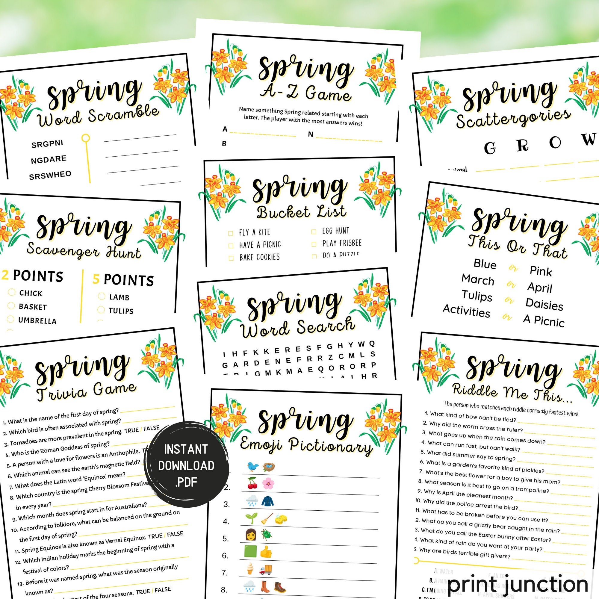 10 Spring Games Bundle Printable Spring Games Springtime - Etsy Canada