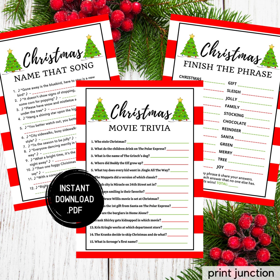 Christmas Trivia Games Christmas Games Bundle 10 Christmas | Etsy