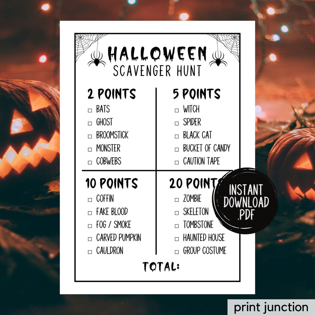 Halloween Games, Scavenger Hunt Game, Halloween Party Games for ...