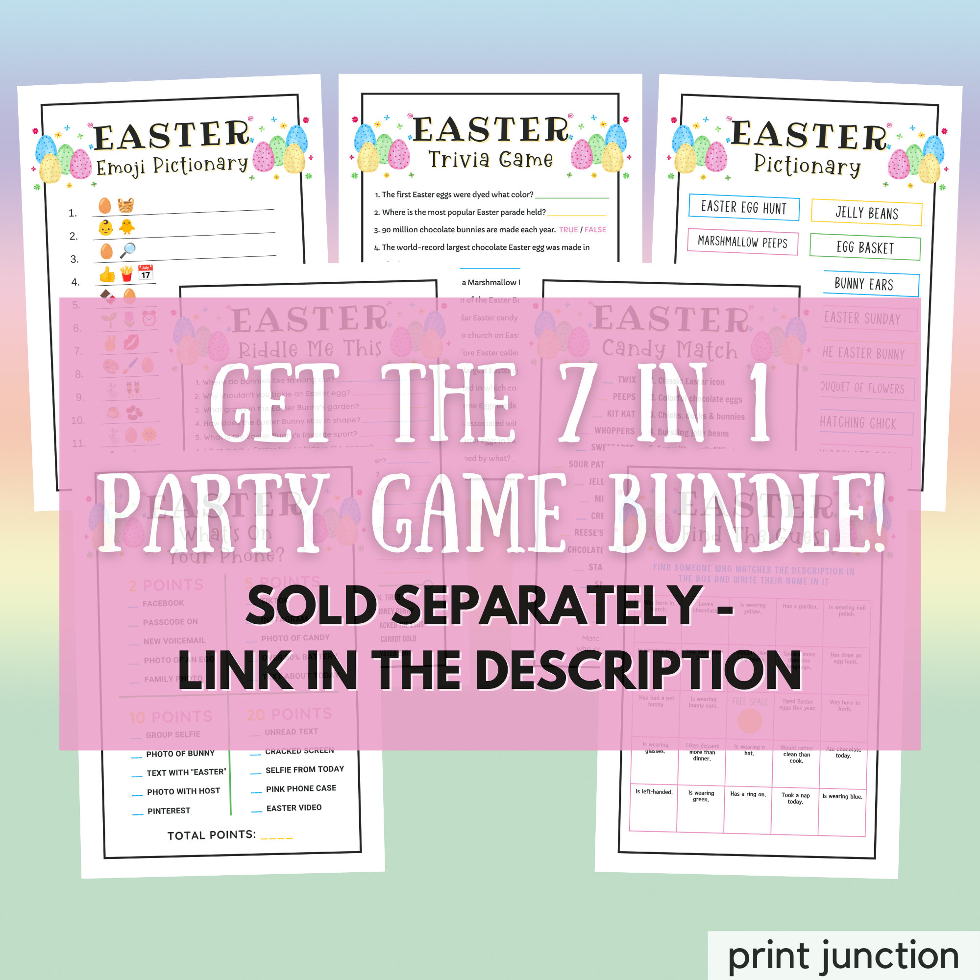 Easter Pictionary Game Printable Easter Games Easter Party - Etsy