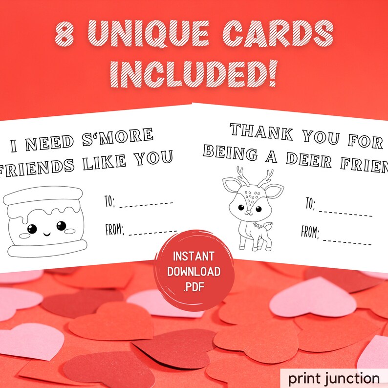 Valentines Coloring Cards for Kids, Printable Valentine's Day Cards ...