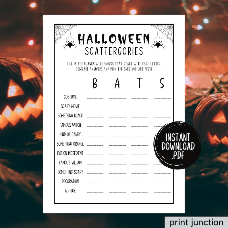 Halloween Games, Scattergories Game, Halloween Party Games, Halloween ...