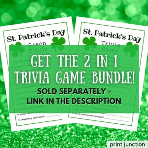 St Patricks Day Green Trivia Game, St Pattys Day Trivia, St Patrick's ...