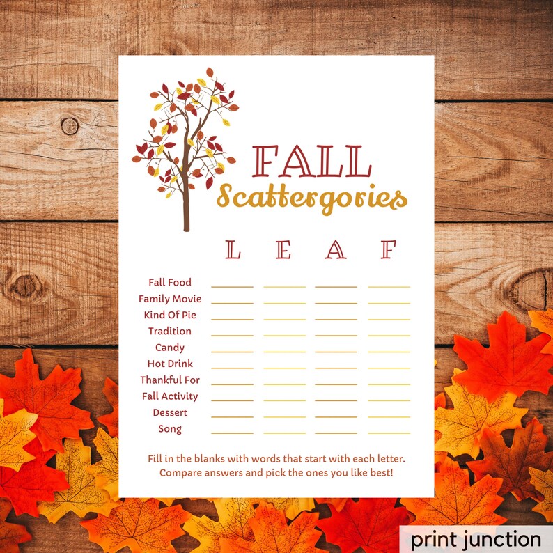 Fall Thanksgiving Games Bundle, Printable Family Activities, Fall Party ...