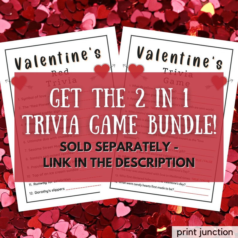 Valentines Day Trivia Game, Printable Game, Valentine's Party Game, Fun ...