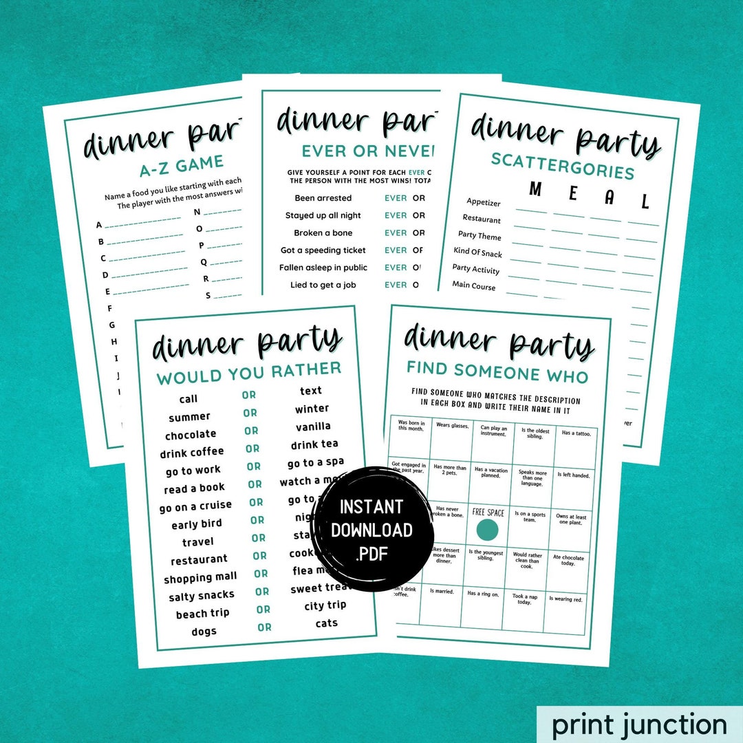 Dinner Party Game Bundle, Printable Dinner Party Games, Dinner Games ...