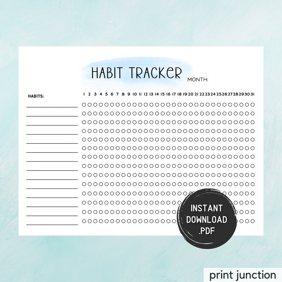 Monthly Habit Tracker Printable: 30-day Challenge (letter Size, PDF ...