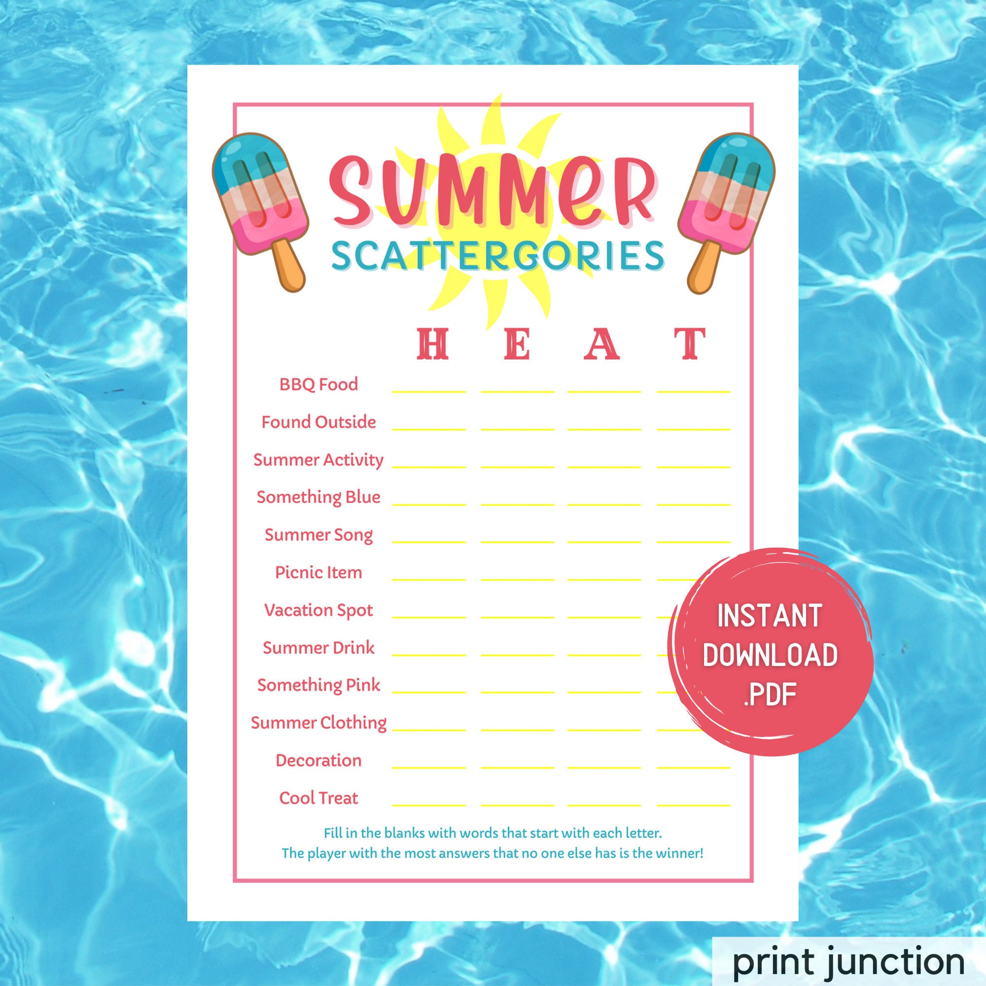 Summer Scattergories, Summer Games, Summer Fun Games, Summer Party ...